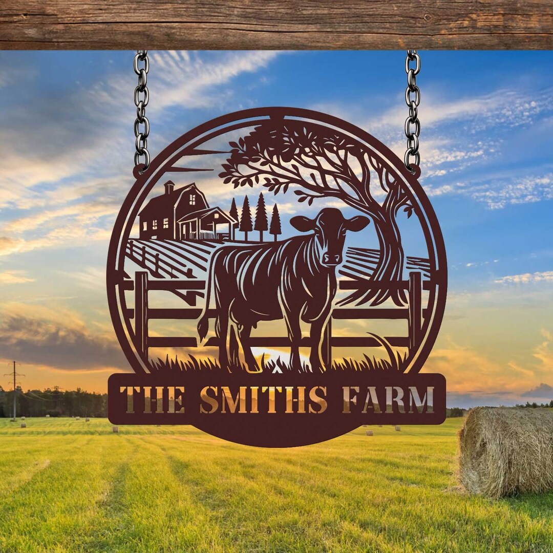 Custom Cow Farm Metal Sign, Cow Metal Wall Art, Personalized Cow Ranch ...