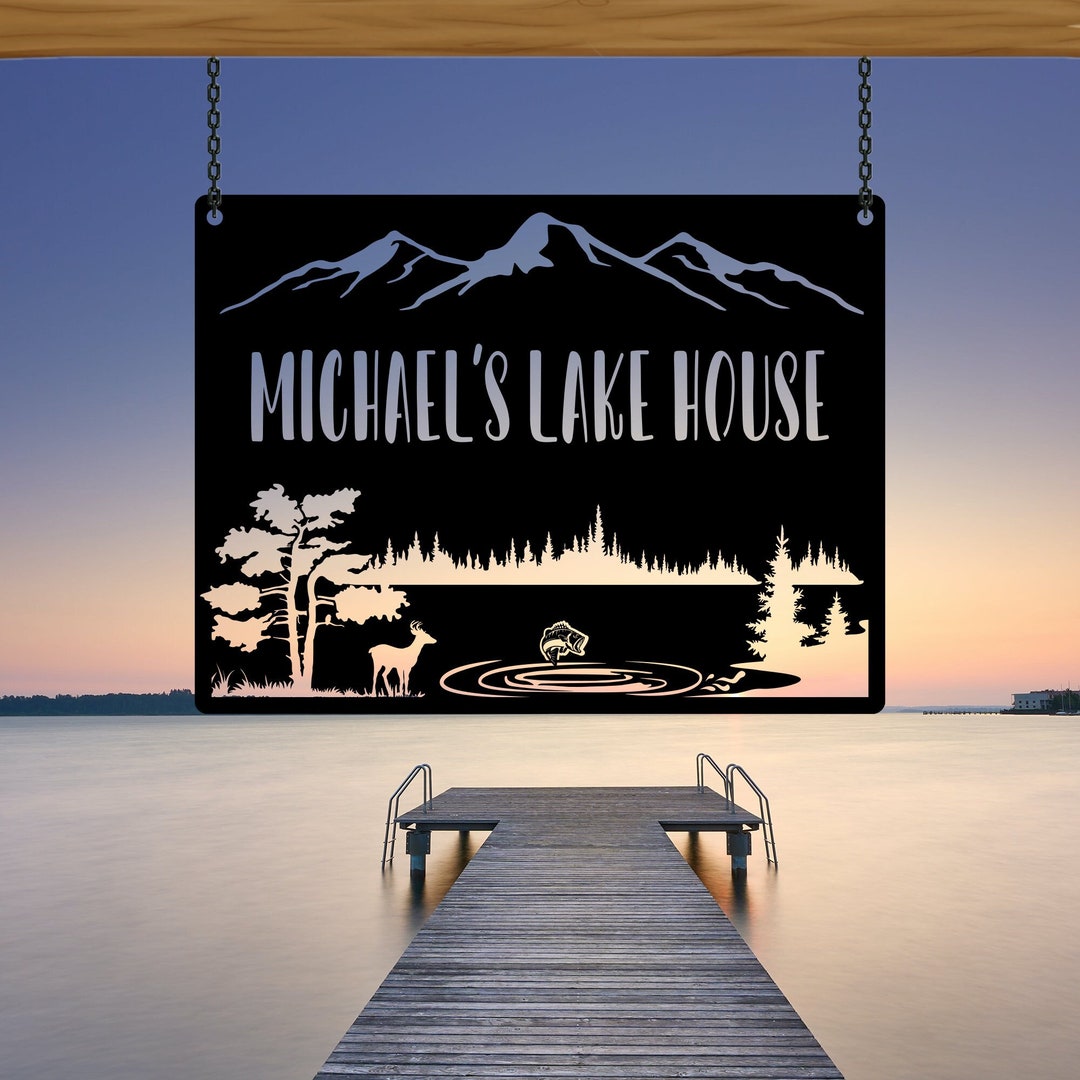 Custom Lake House Metal Sign, Lake Scene Sign, Lake House Decor ...