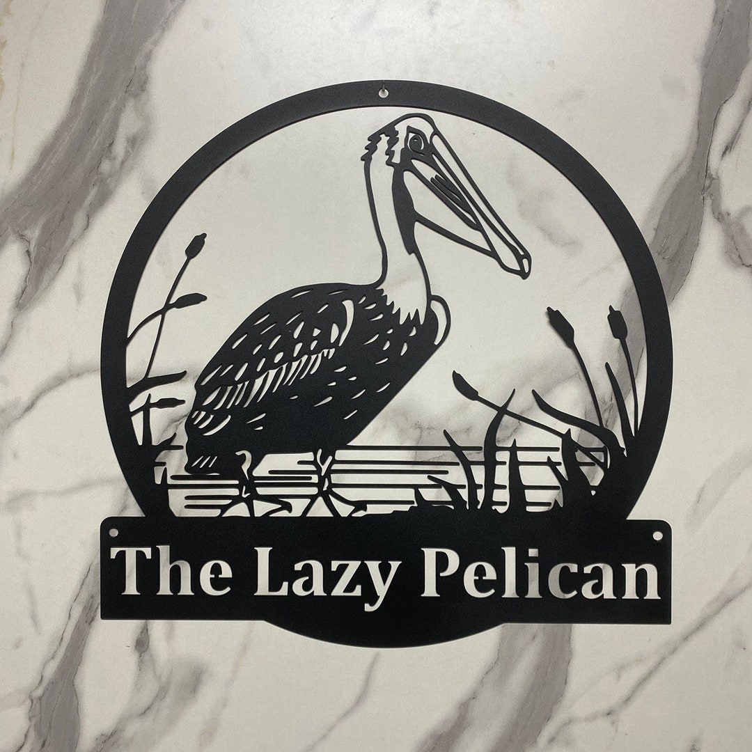 Custom Pelican Metal Wall Art, Personalized Pelican Metal Name Sign ...