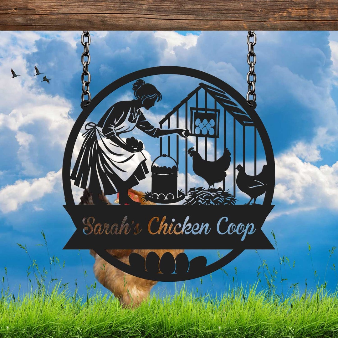 Personalized Chicken Egg Farm Sign, Chicken Coop Metal Sign, Chicken ...