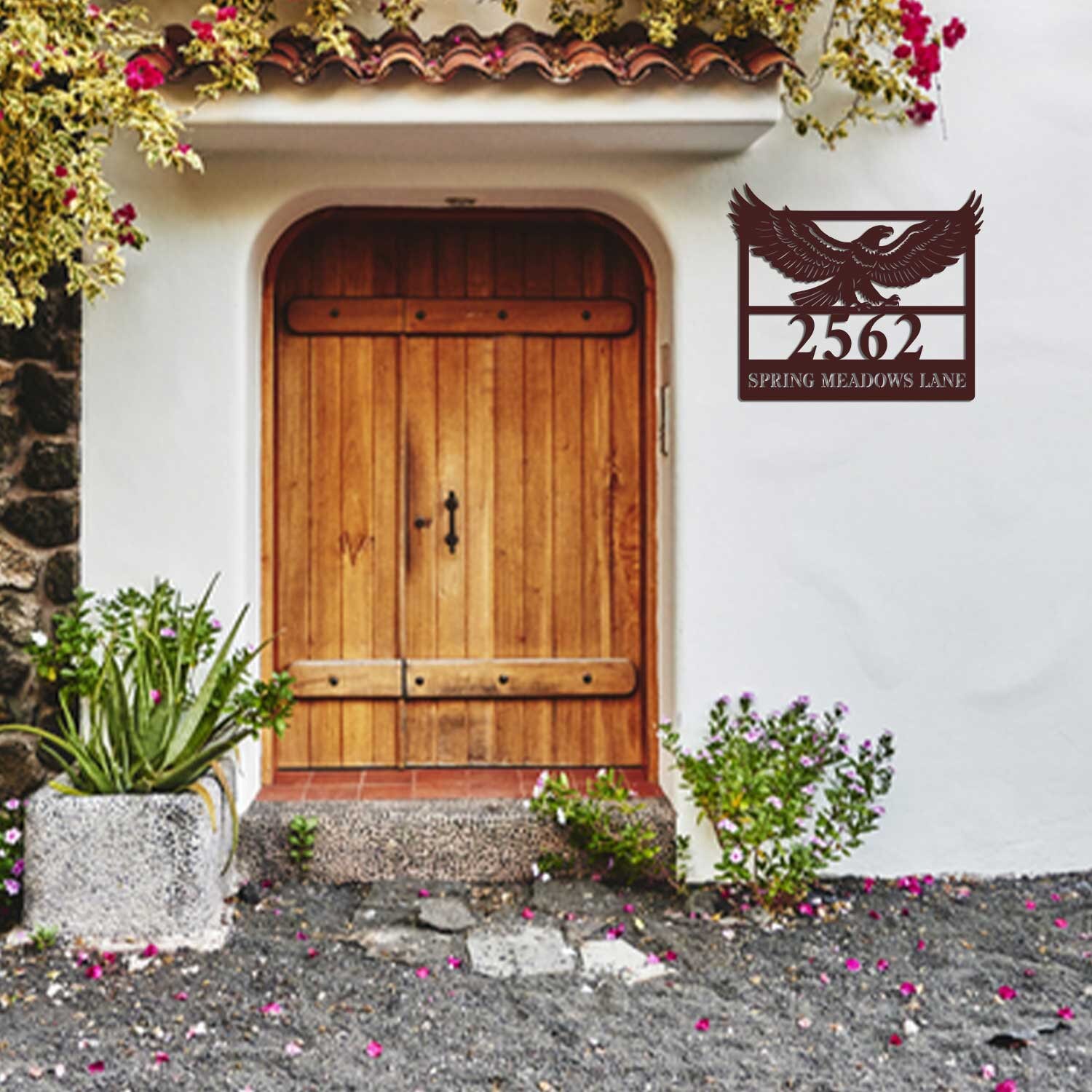 Custom Eagle House Number Sign, Metal Address Plaque, Eagle Wall Decor ...