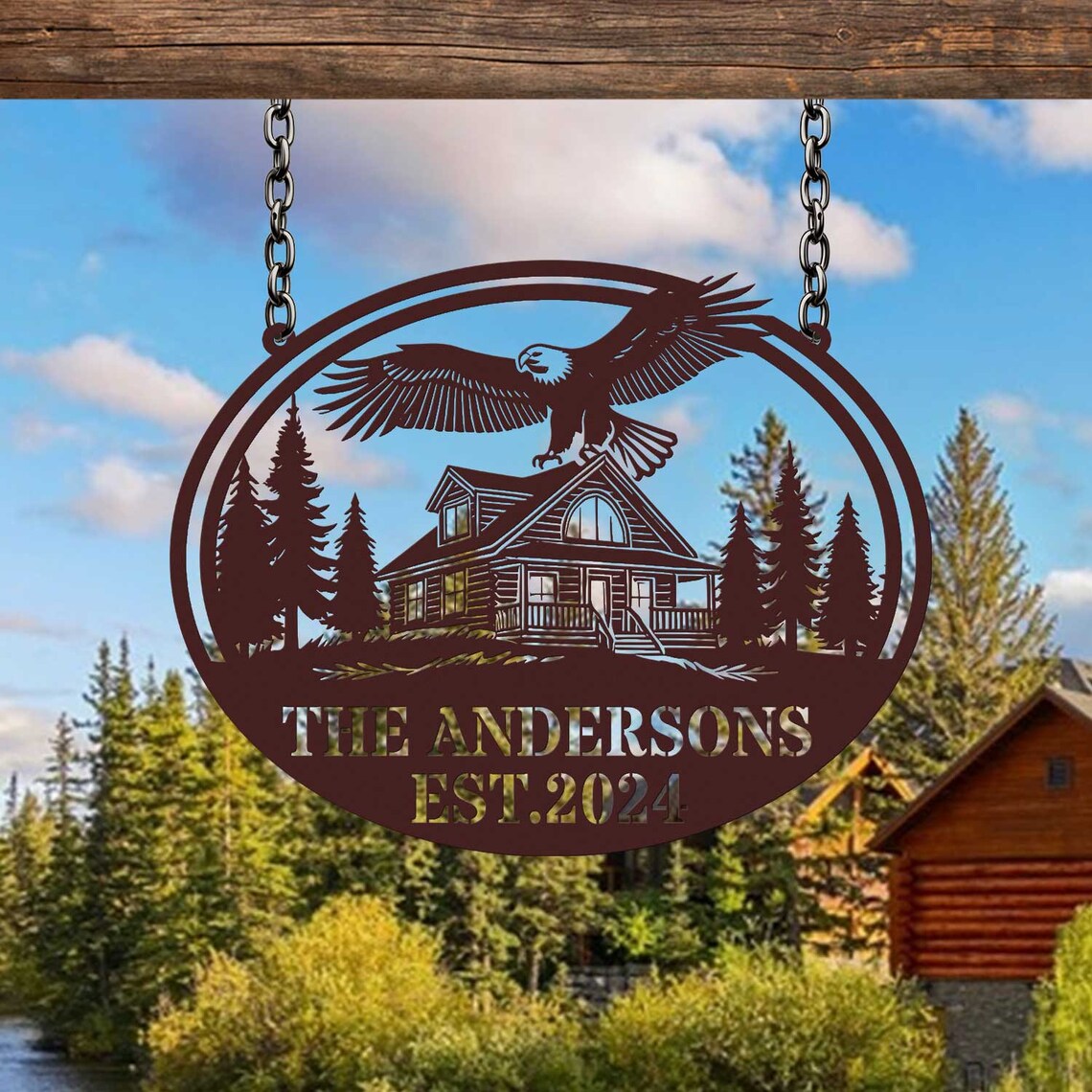 Personalized Metal Eagle Cabin Sign, Eagle Metal Sign, Cottage Decor ...