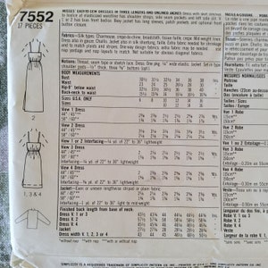 Simplicity 7552 Complete Uncut Factory Folds Vintage 80s Sewing Pattern ...