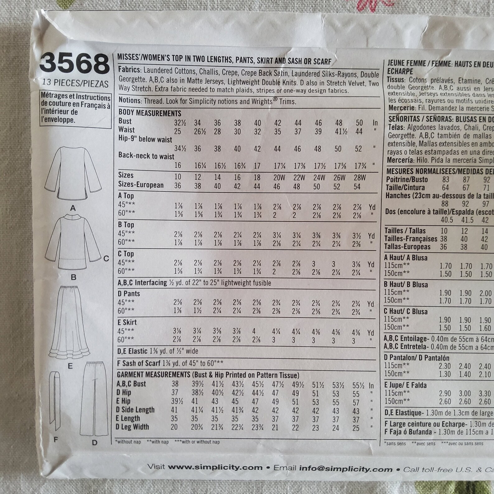 Simplicity 3568 Complete Uncut Factory Folds Sewing Pattern - Etsy