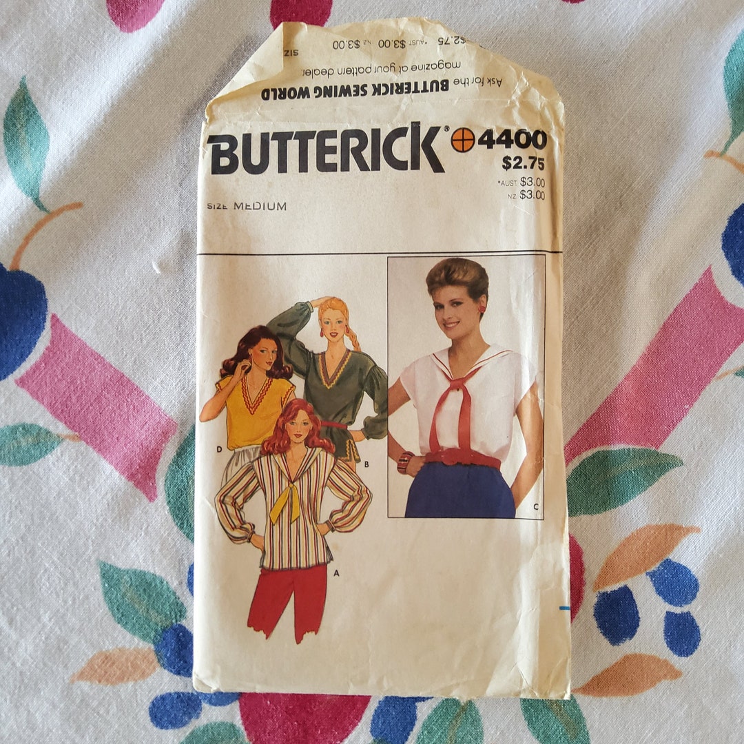 Butterick 4400 Cut Complete Vintage 80s Sewing Pattern Drop Shoulder ...