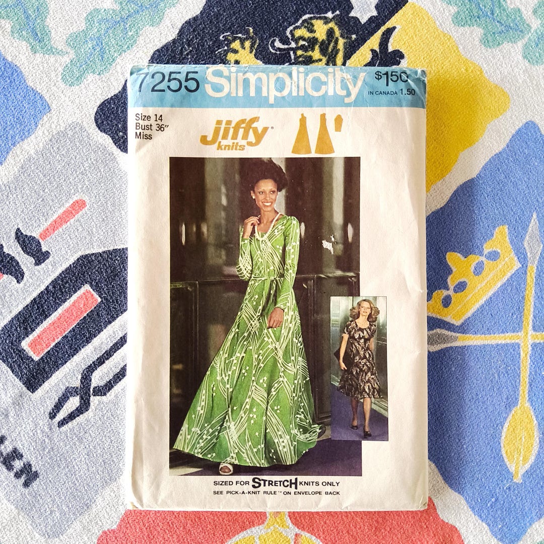 Simplicity 7255 Uncut Complete Vintage 1975 Sewing Pattern Knit Maxi ...