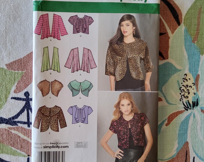 Simplicity 1943 Complete Uncut Factory Folds Sewing Pattern Shrugs Open ...