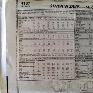 Mccalls 4137 Complete Uncut Factory Folds Easy Stitch 'n Save Sewing ...