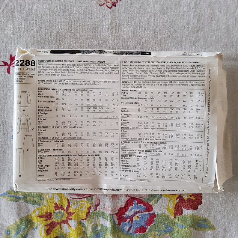 Simplicity 2288 Complete Uncut Factory Folds Sewing Pattern - Etsy