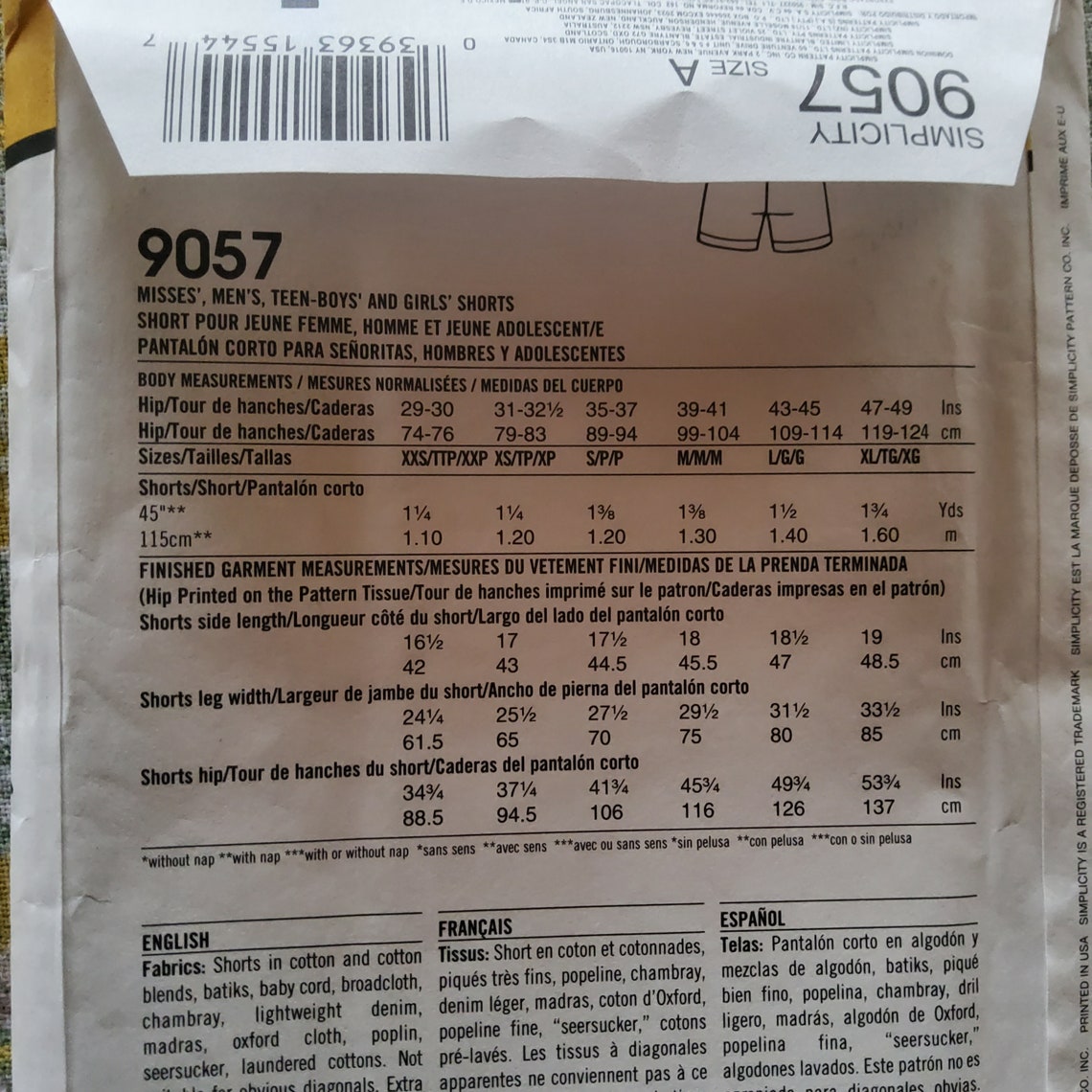 Simplicity 9057 Complete Uncut Factory Folds Vintage 90s | Etsy