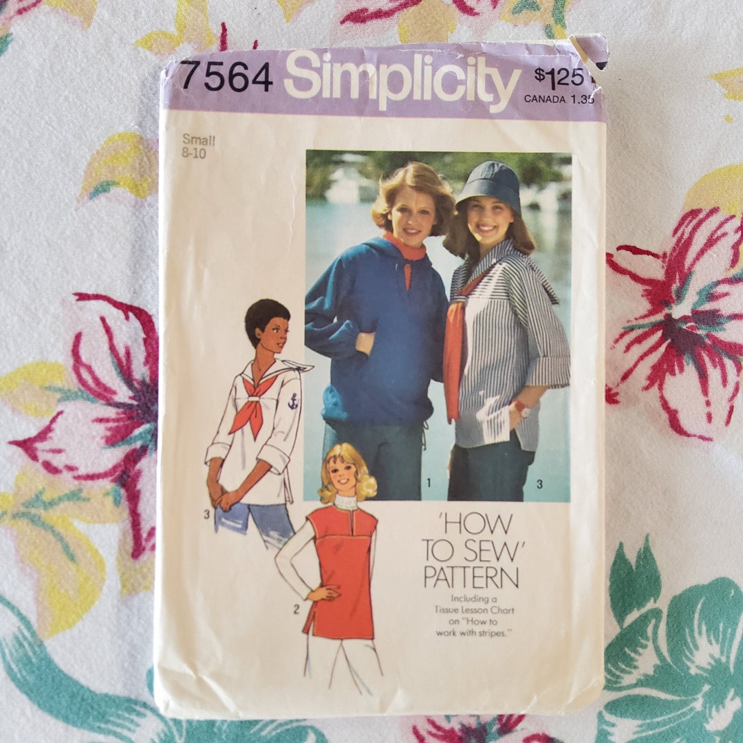 Simplicity 7564 Cut Complete or Uncut FF 70s Sewing Pattern Middy Style ...