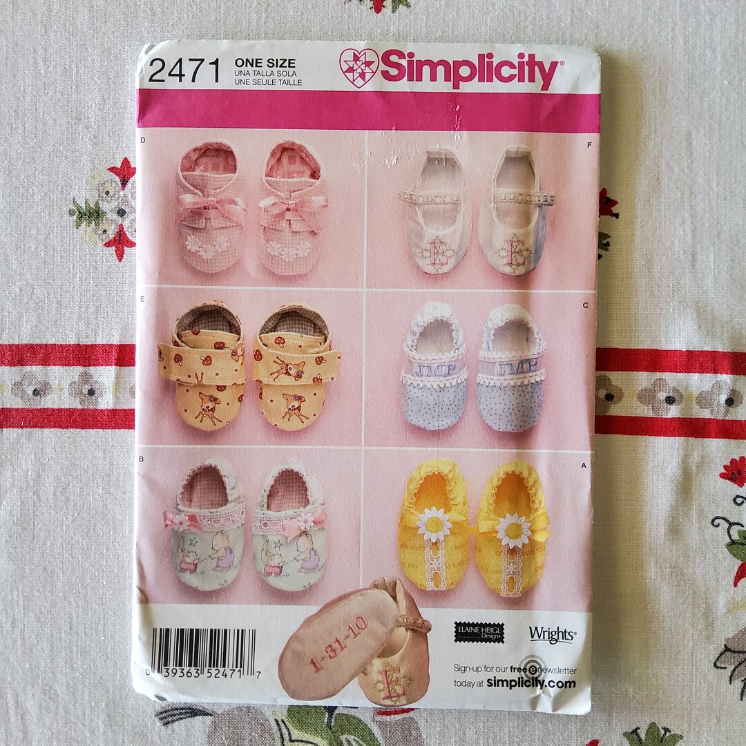 Simplicity 2471 Complete Uncut Factory Folds Sewing Pattern Crib Shoes ...