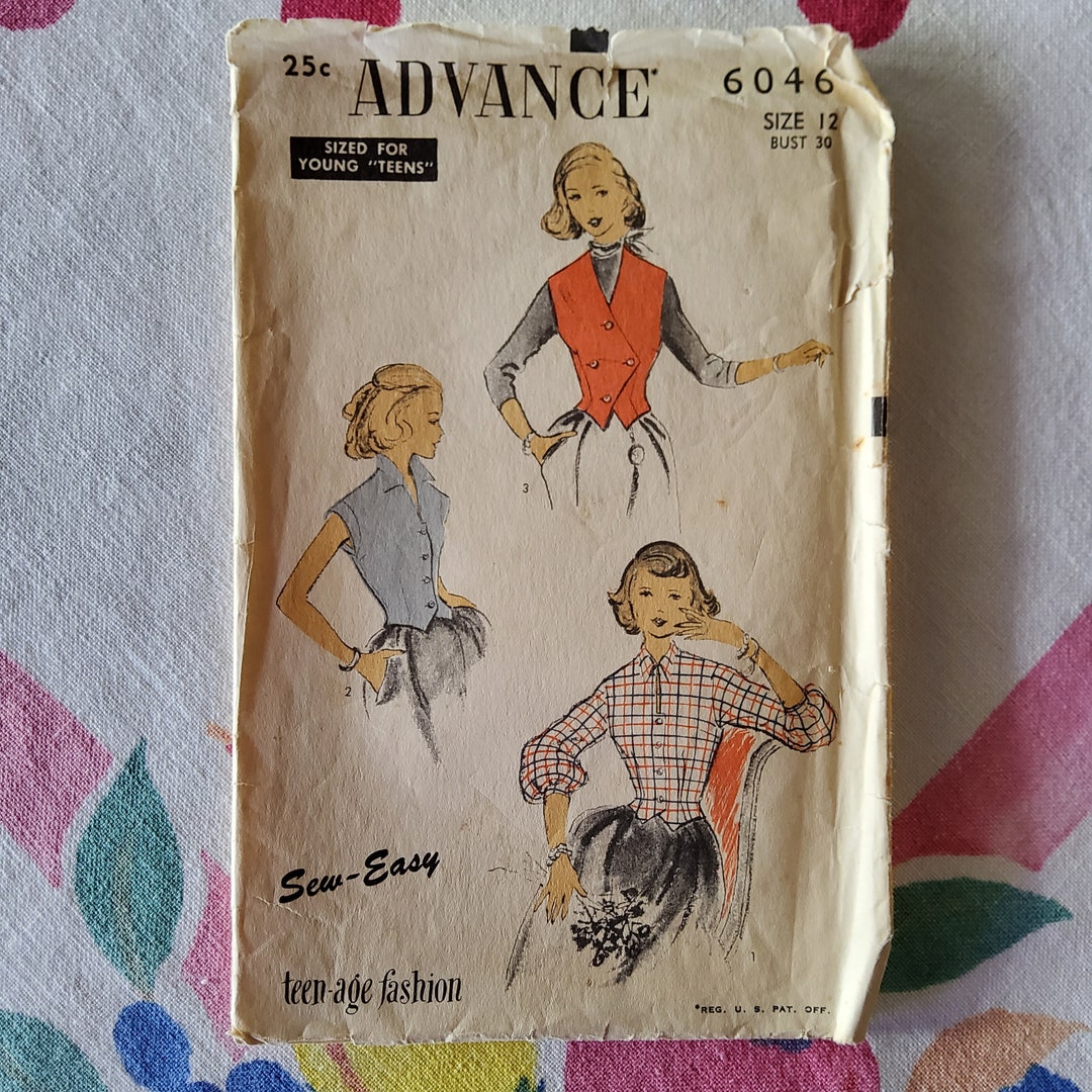 Advance 6046 Cut/used Complete Vintage 40s Sewing Pattern Teen-age ...