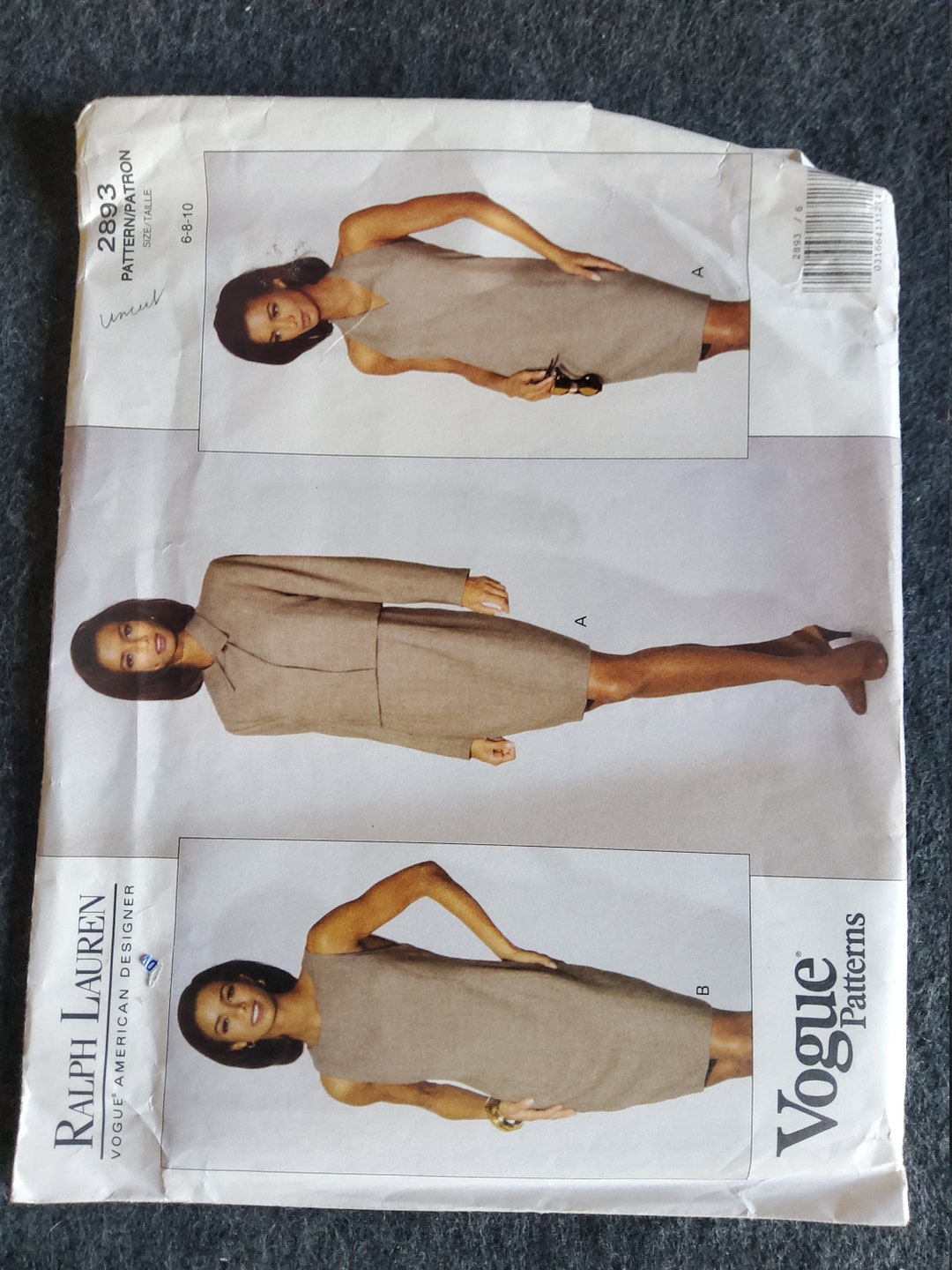 Vogue 2893 Complete Uncut Factory Folds Vintage 90s Ralph Lauren Dress ...