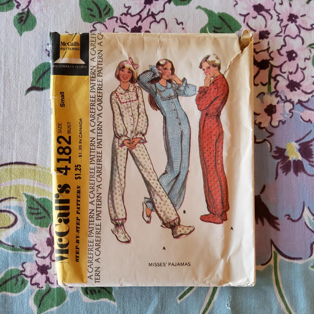 Mccalls 4182 Cut Complete Vintage 70s Sewing Pattern Footie Pajamas ...