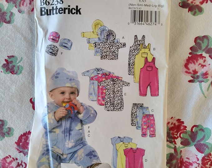 Butterick 6238 Complete Uncut Factory Folds Sewing Pattern Baby Layette ...