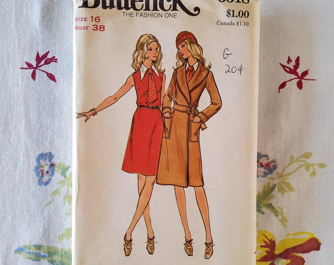 Butterick 6518 Complete Uncut Factory Folds Vintage 70s Sewing Pattern ...