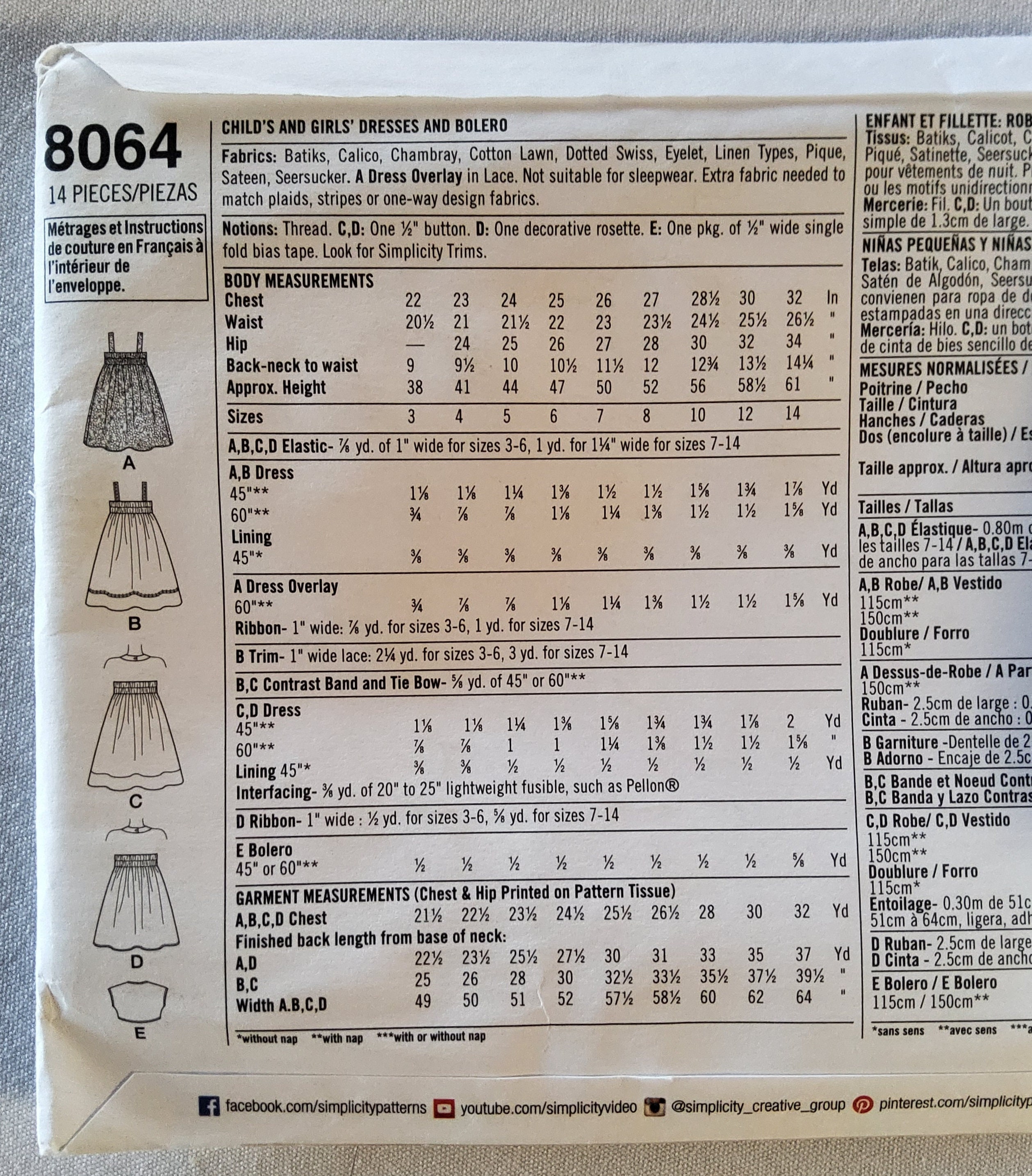 Simplicity 8064 Complete Uncut Factory Folds Children's - Etsy