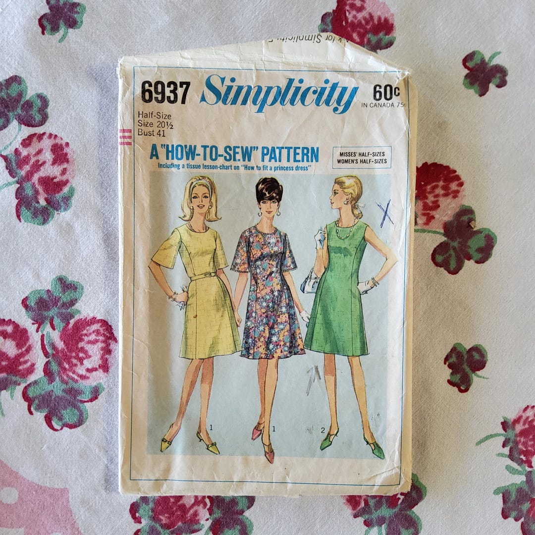 Simplicity 6937 Uncut Complete VNTG 1966 60s Sewing Pattern Knee Length ...