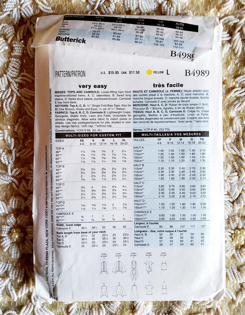 Butterick 4989 Complete Uncut Factory Folds Easy Draped Knit | Etsy