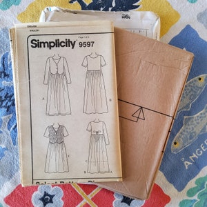 Simplicity 9597 Complete Uncut Factory Folds Vintage 90s Sewing Pattern High Waist Dress With ...
