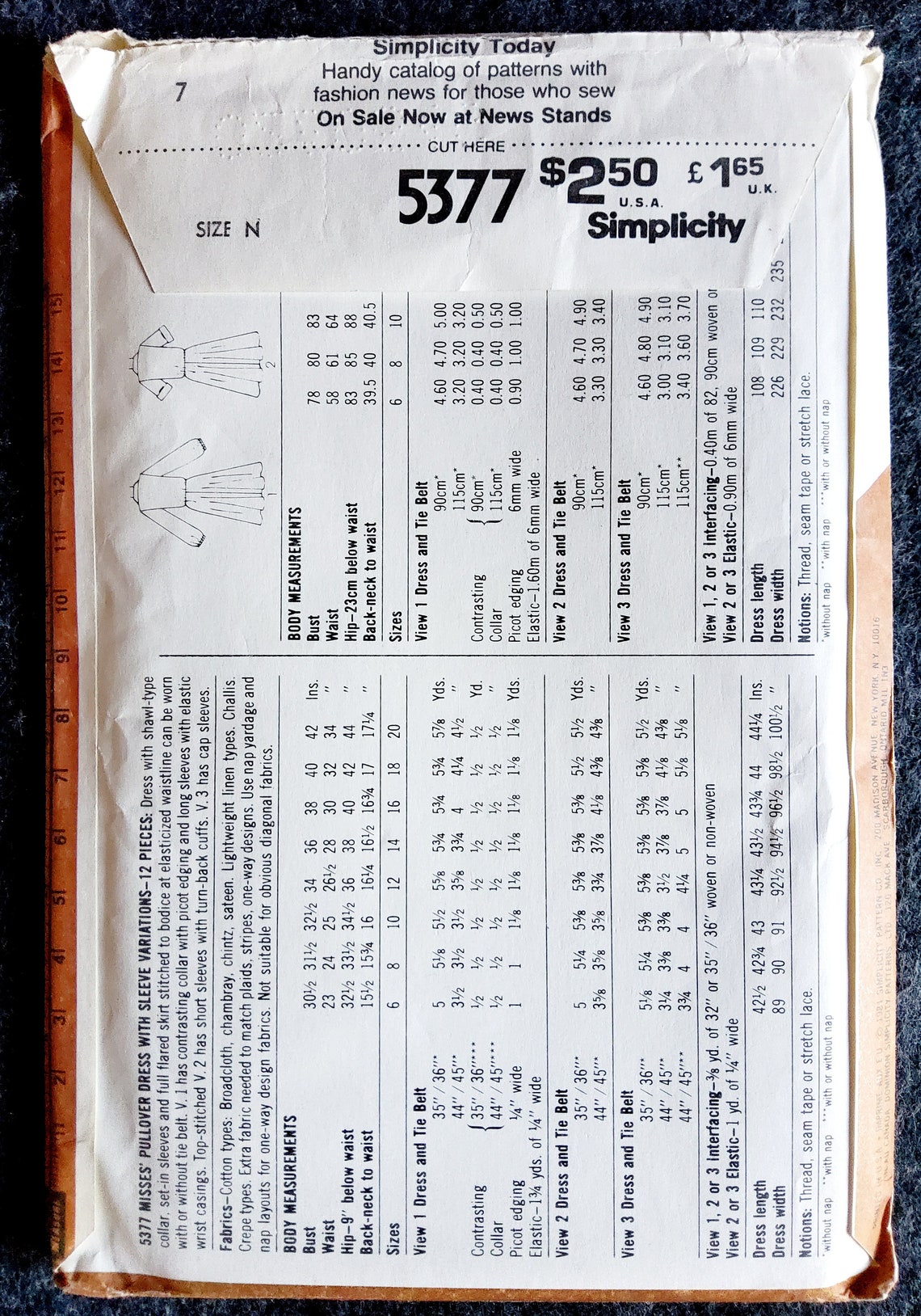 Simplicity 5377 Complete Uncut Factory Folds Vintage 80s Day - Etsy