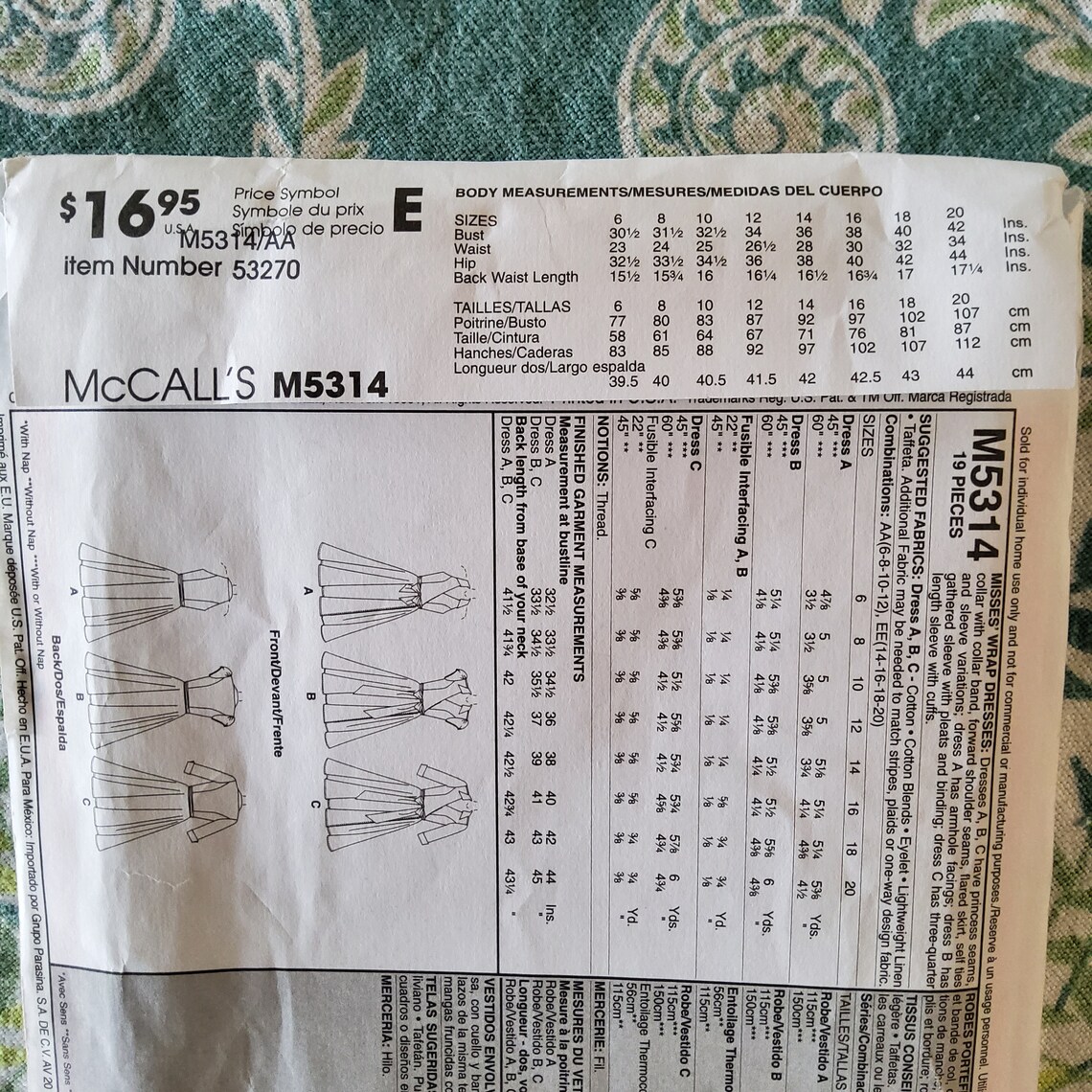 Mccalls 5314 Complete Uncut Factory Folds Sewing Pattern Sew - Etsy