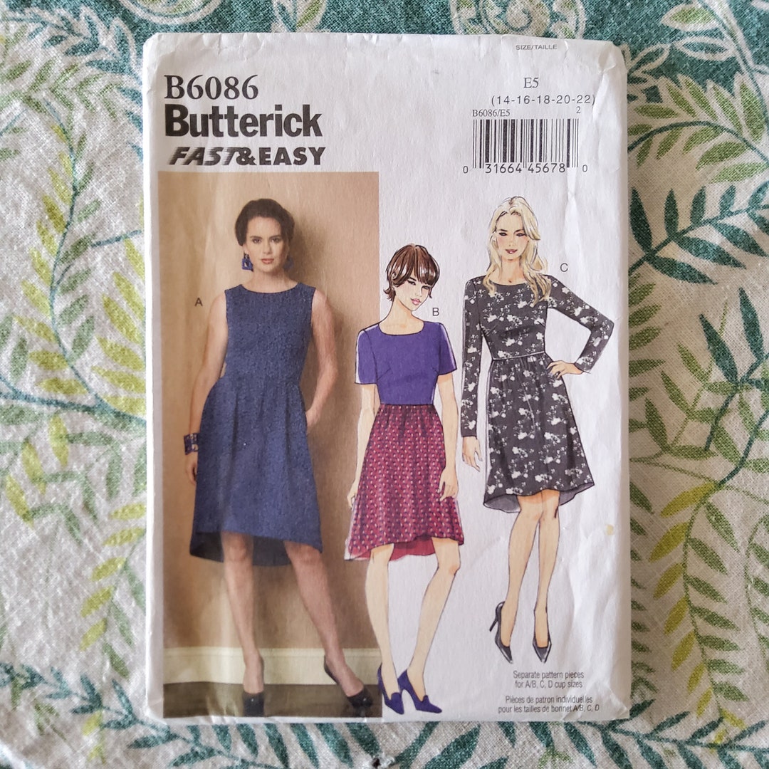 Butterick 6086 Complete Uncut Factory Folds Sewing Pattern Midi Dress ...