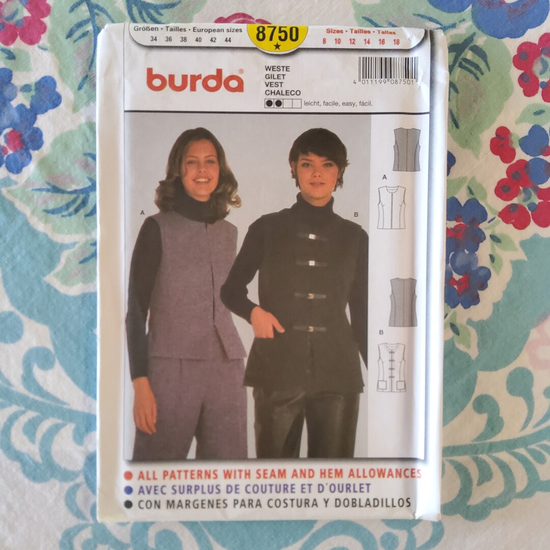 Burda 8750 Complete Uncut Factory Folds Contemporary Sewing Pattern ...