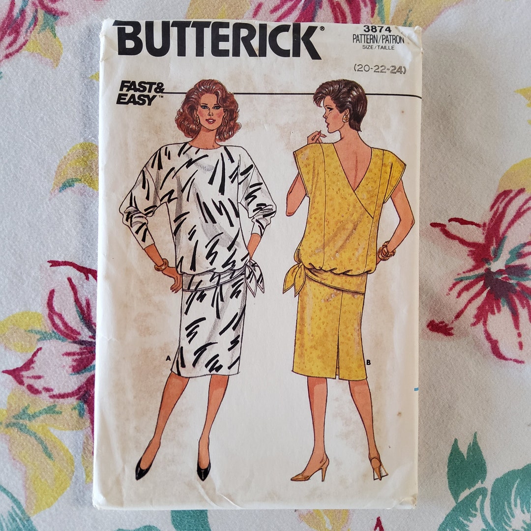 Butterick 3874 Complete Uncut Factory Folds Vintage 80s Sewing Pattern ...