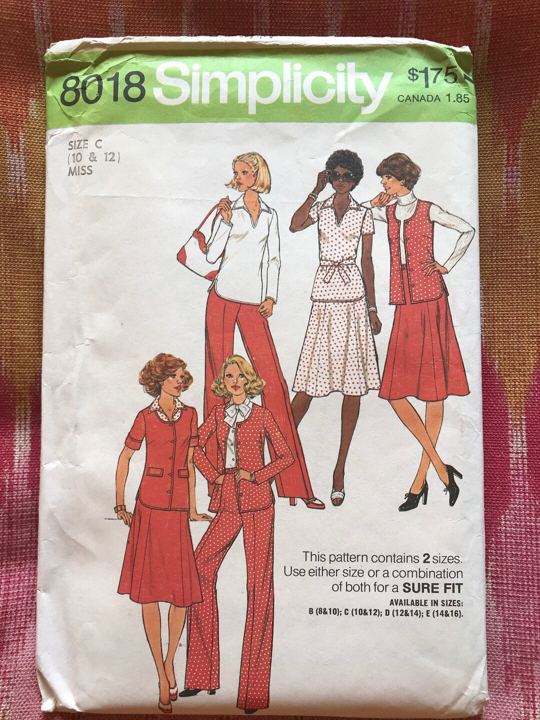 Simplicity 8018 Complete Uncut Factory Folds Sassy Vintage 70 Sewing ...
