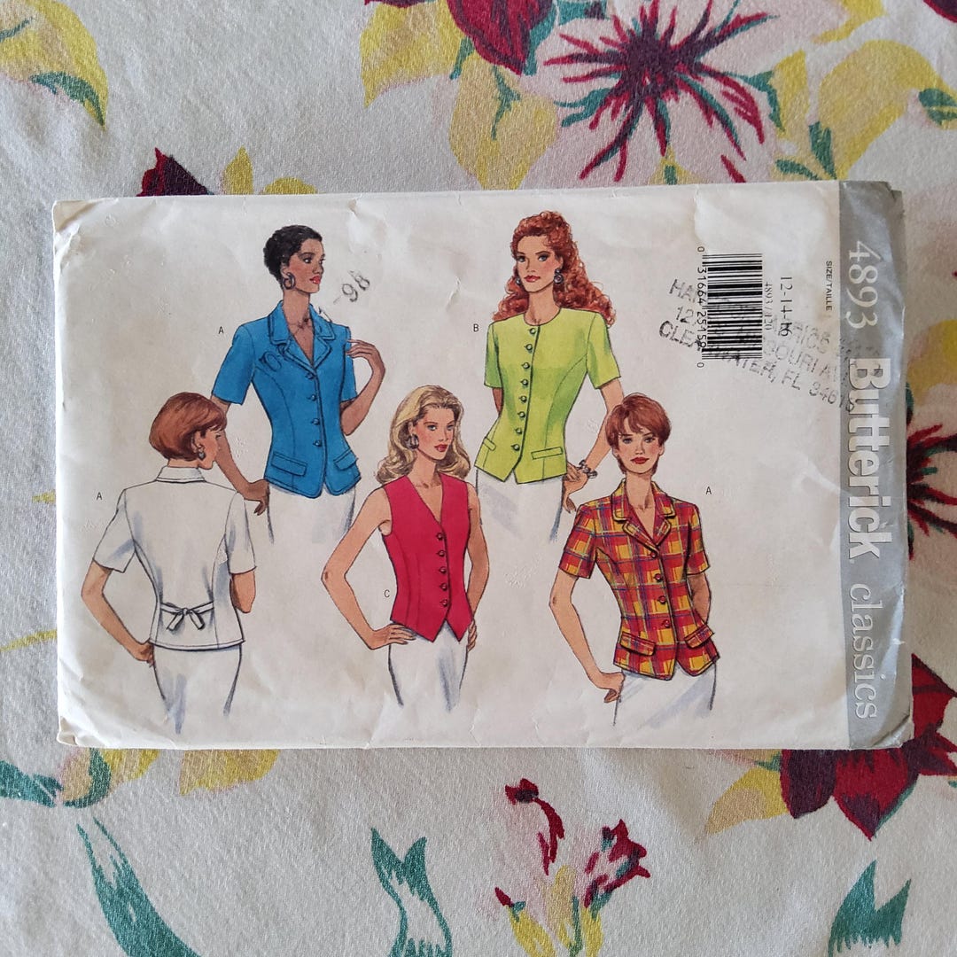 Butterick 4893 Complete Uncut Factory Folds Vintage 1997 90s Sewing ...