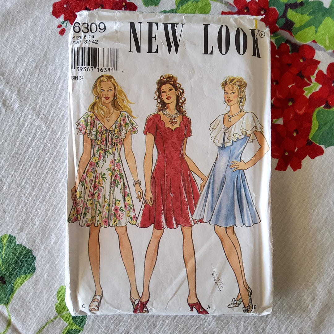 New Look 6309 Complete Uncut Factory Folds Vintage 90s Sewing Pattern Full Swing Princess Seam ...