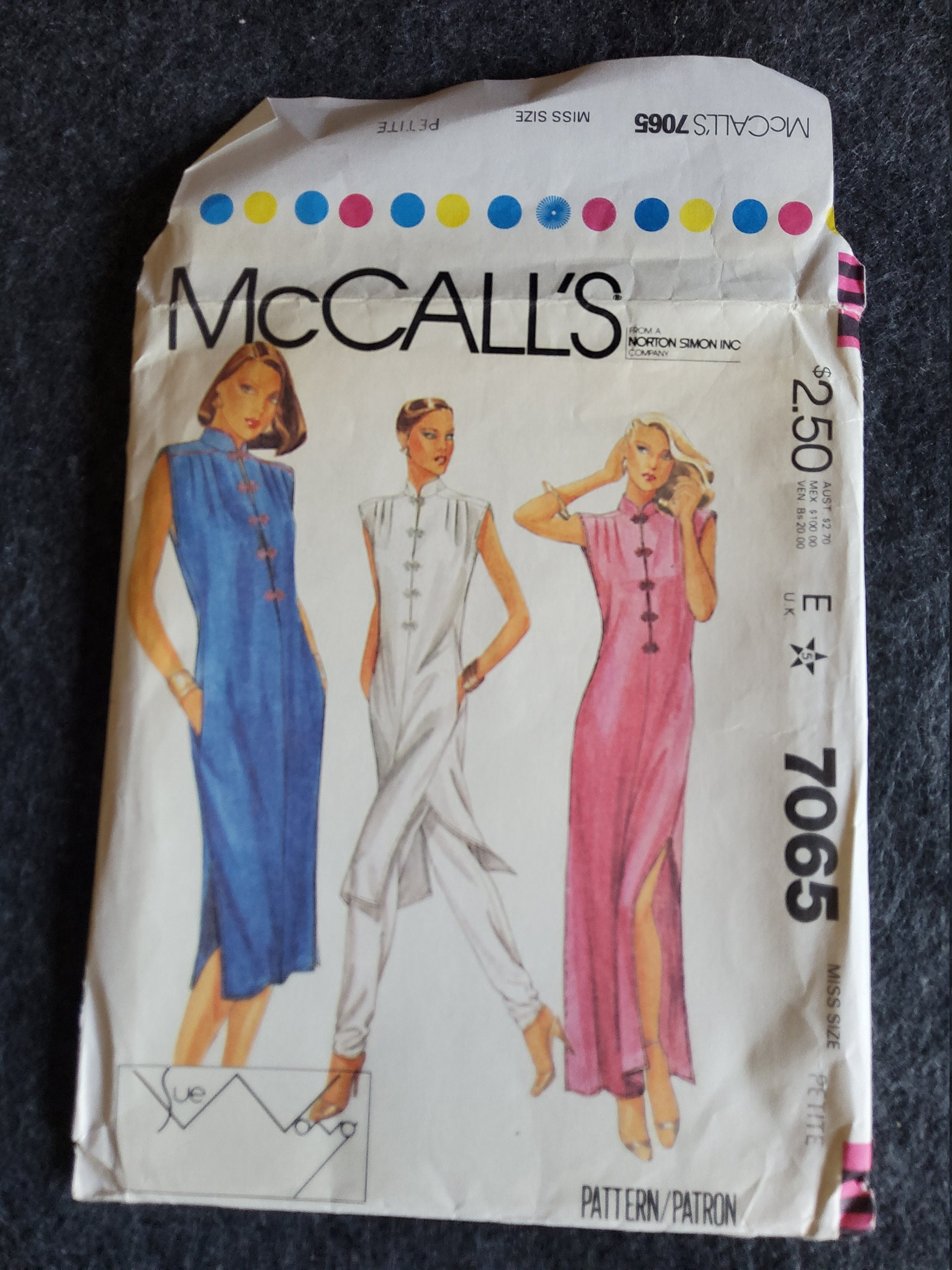 Sewing McCalls 7065 Complete Uncut Factory Folds Vintage 80s Cheongsam ...
