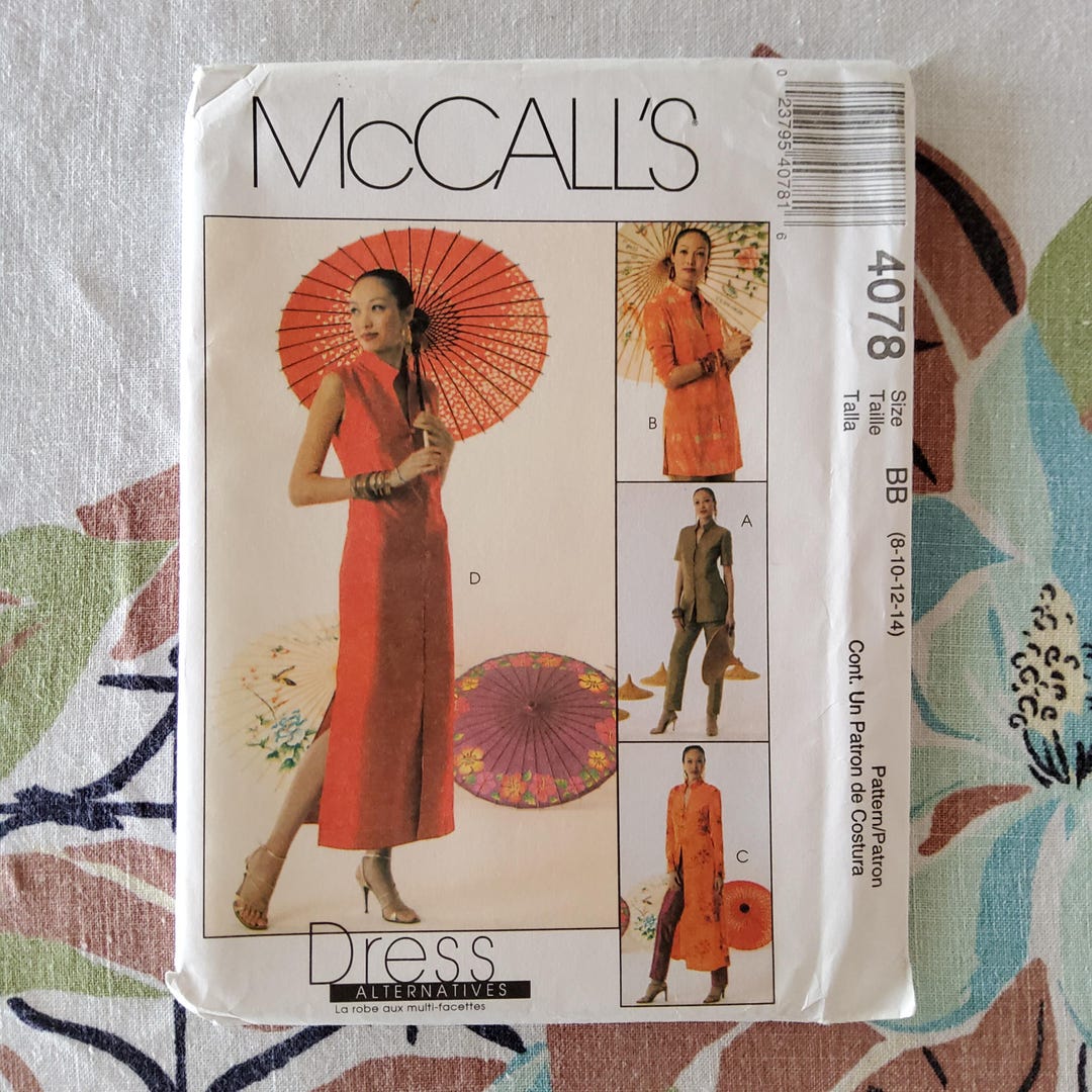 Mccalls 4078 Complete Uncut Factory Folds Vintage 2003 Sewing Pattern Cheongsam Style Dress ...