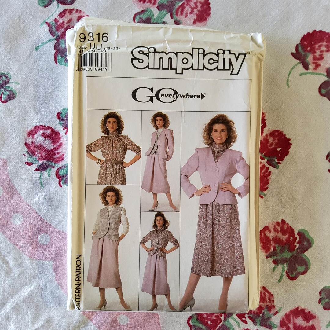 Simplicity 9316 Complete Uncut Factory Folds Vintage 1989 80s Sewing ...