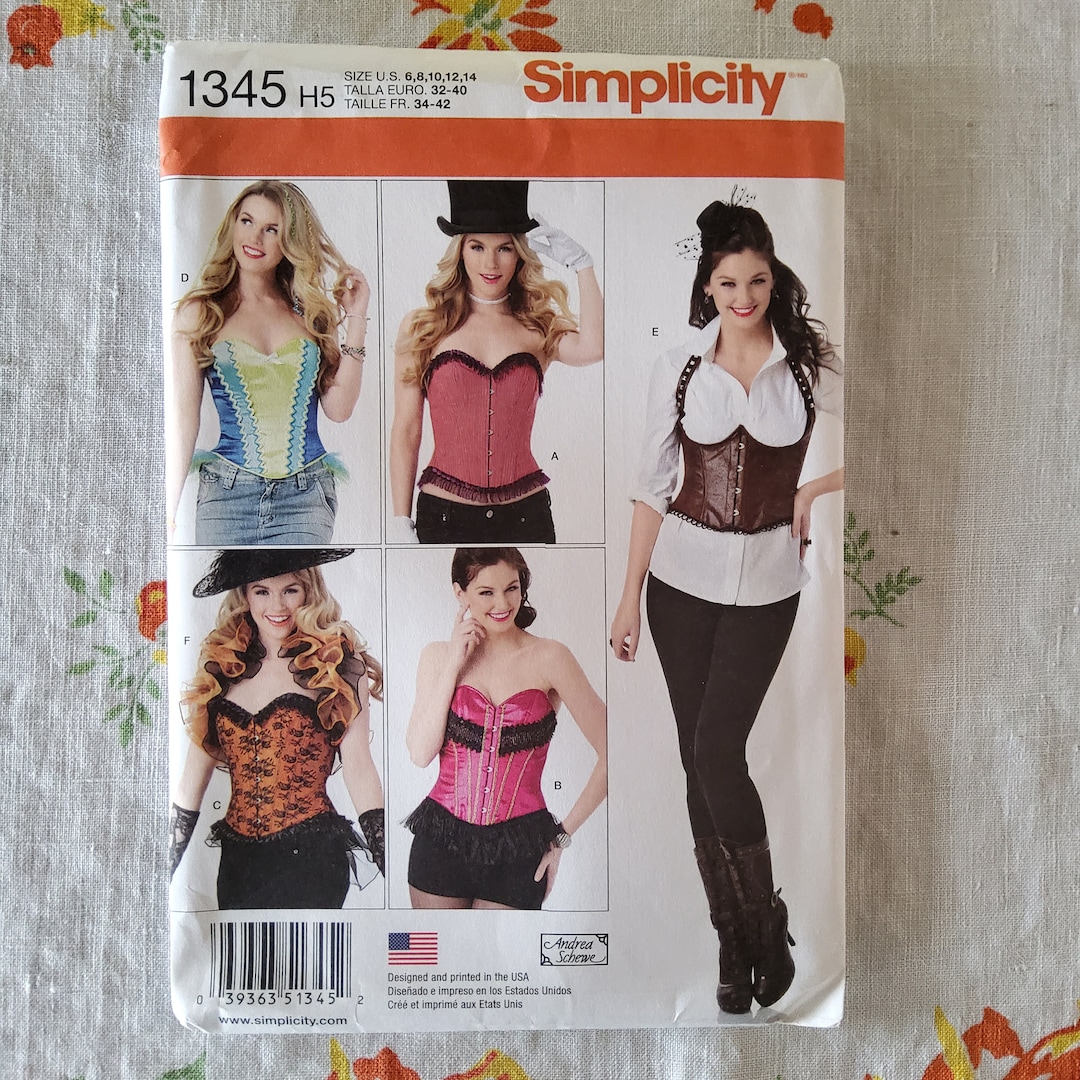 Simplicity 1345 Complete Uncut Factory Folds Sewing Pattern Corset Tops Costume Halloween the ...