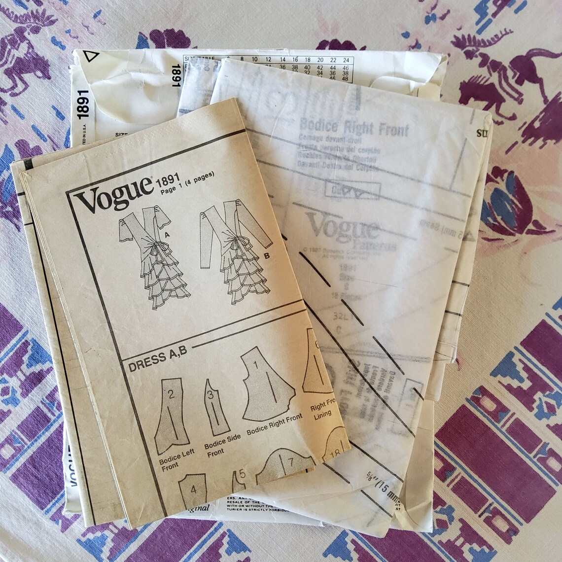 Vogue 1891 Complete Uncut Factory Folds Vintage 80s Sewing Pattern ...