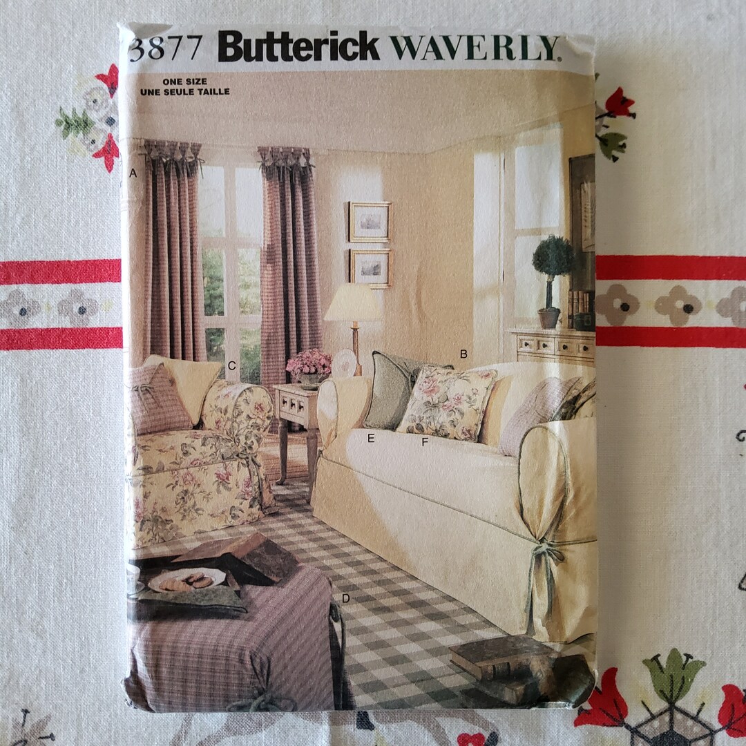 Butterick 3877 Complete Uncut Factory Folds Waverly Slip Cover Drapes ...
