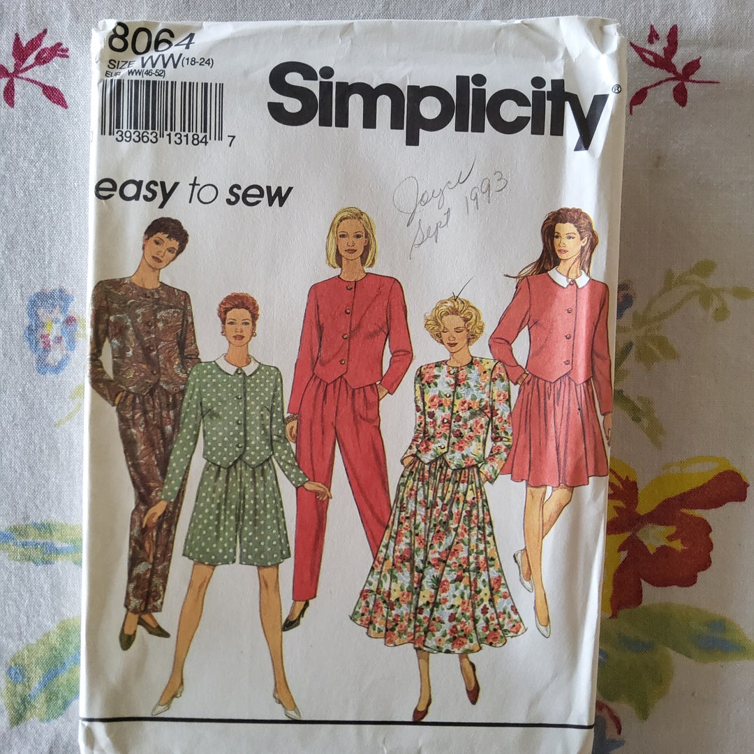 Simplicity 8064 Complete Uncut Factory Folds Vintage 90s Sewing Pattern ...