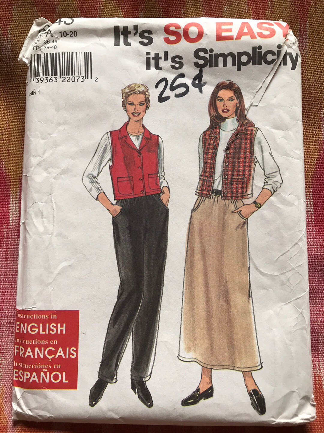Simplicity 8343 Complete Uncut Factory Folds Vintage 90s Sewing Pattern ...