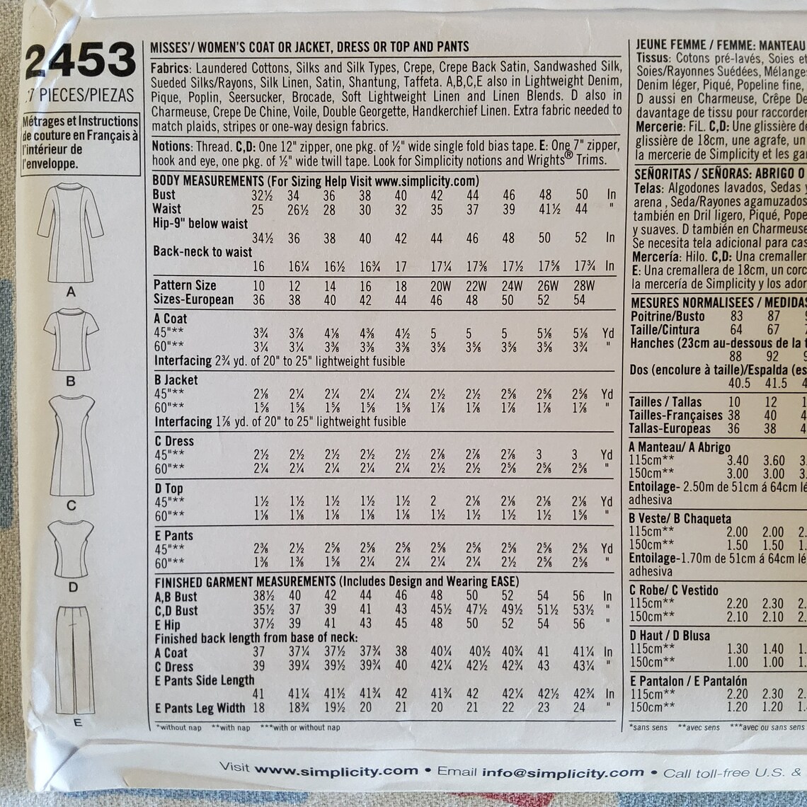 Simplicity 2453 Complete Uncut Factory Folds Sewing Pattern in | Etsy