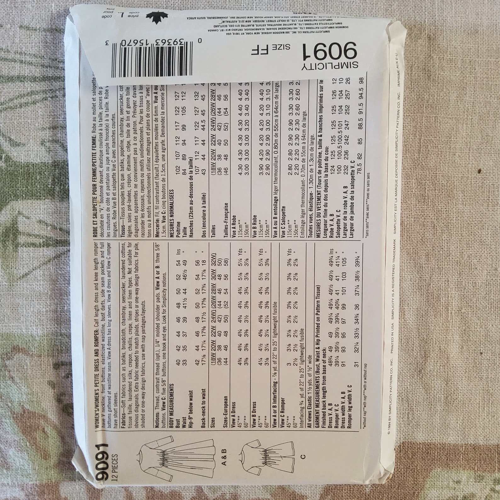 Simplicity 9091 Complete Uncut Factory Folds Vintage 90s - Etsy