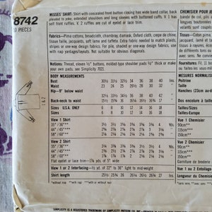 Simplicity 8742 Complete Uncut Factory Folds Vintage 80s Sewing Pattern ...