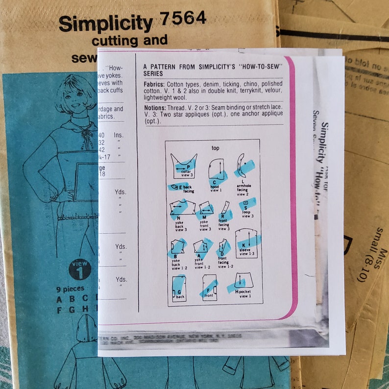 Simplicity 7564 Cut Complete or Uncut FF 70s Sewing Pattern Middy Style ...