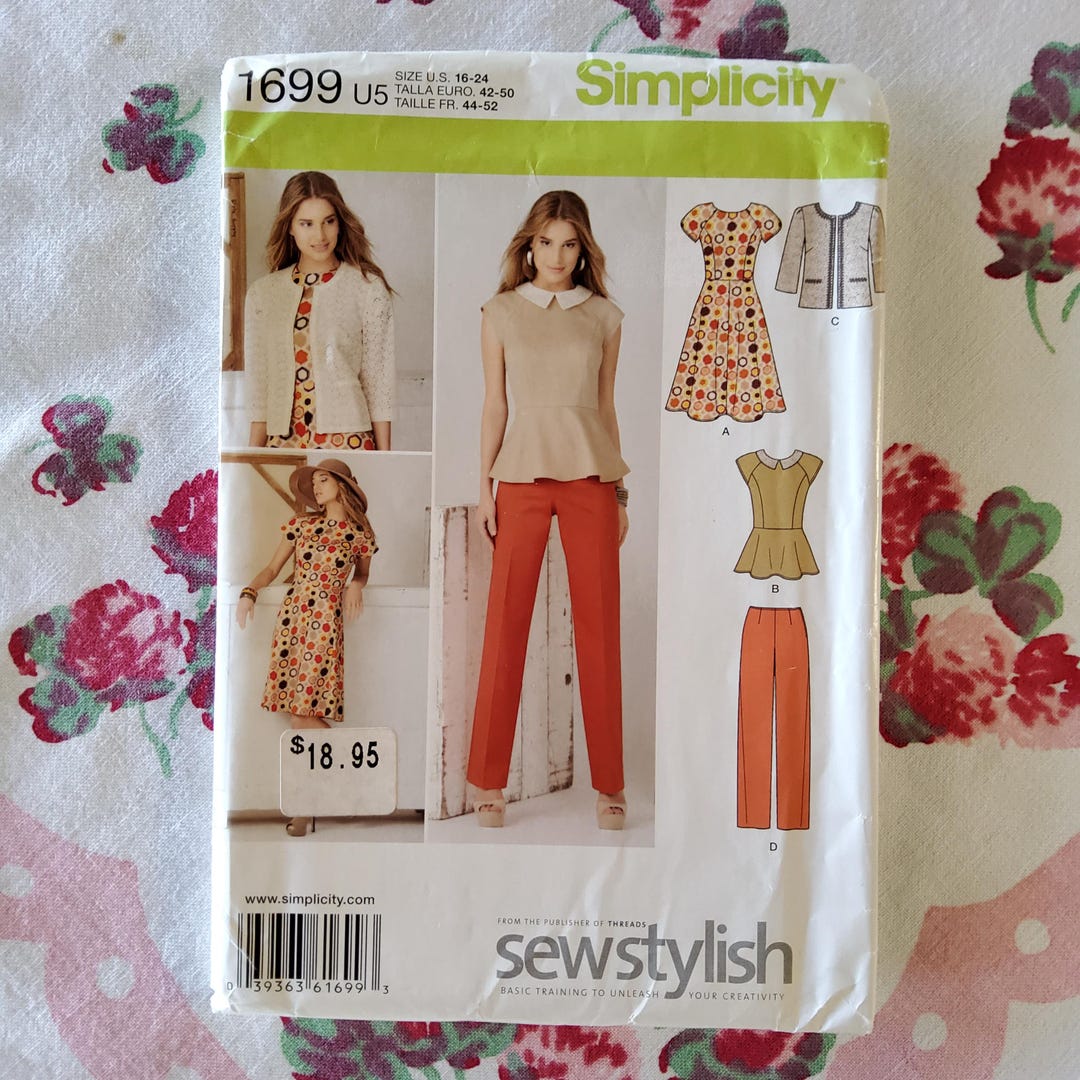 Simplicity 1699 Complete Uncut Factory Folds Sewing Pattern Sewstylish Collab Capsule Work ...