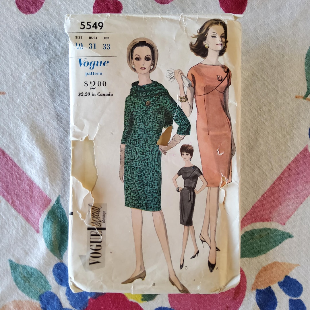 Vogue 5549 Cut Complete Vintage 1962 60s Sewing Pattern Lapped Bodice ...