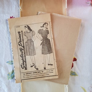 Simplicity 1499 Complete Uncut Factory Folds Vintage 40s Sewing Pattern ...