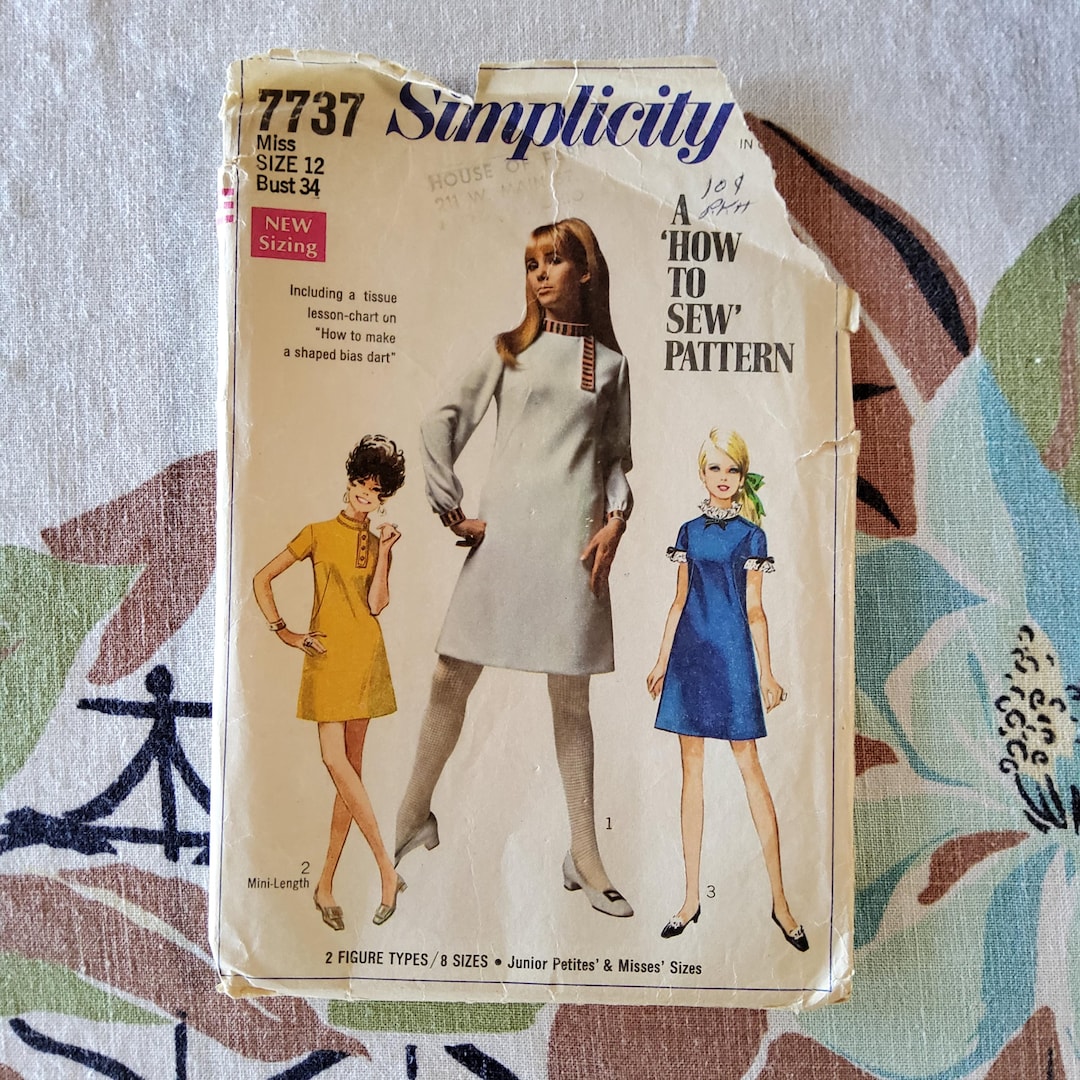Simplicity 7737 Cut Complete Vintage 1968 Sewing Pattern Mod Mini ...