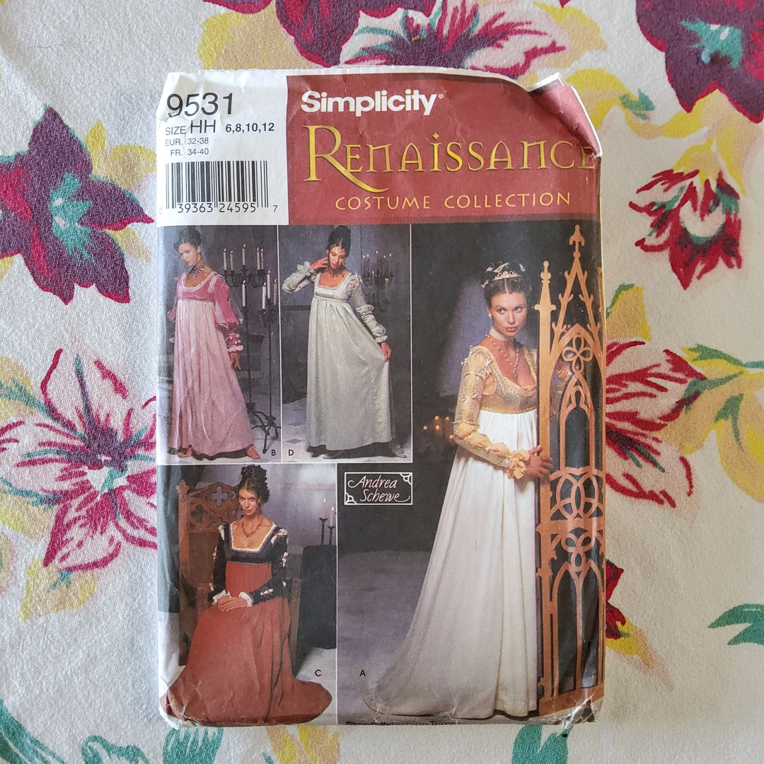 Simplicity 9531 Complete Uncut Factory Folds Vintage 2000 Sewing Pattern Renaissance Costume ...